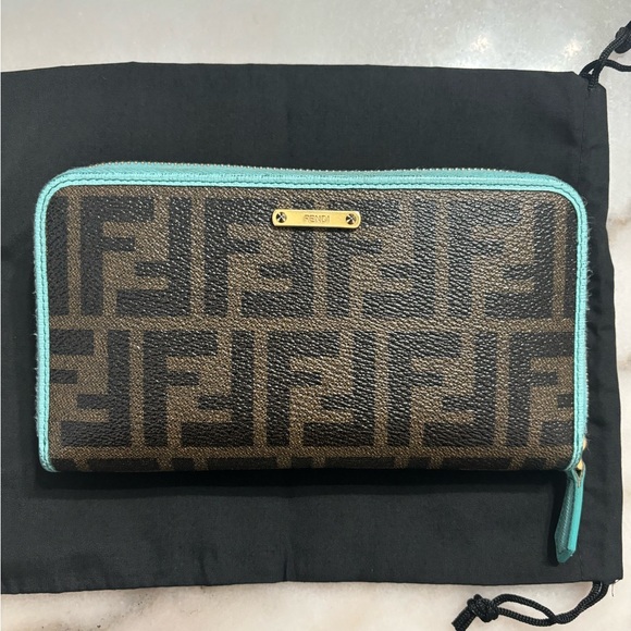 Fendi | Bags | Fendi Zucca Tiffany Blue Wallet | Poshmark